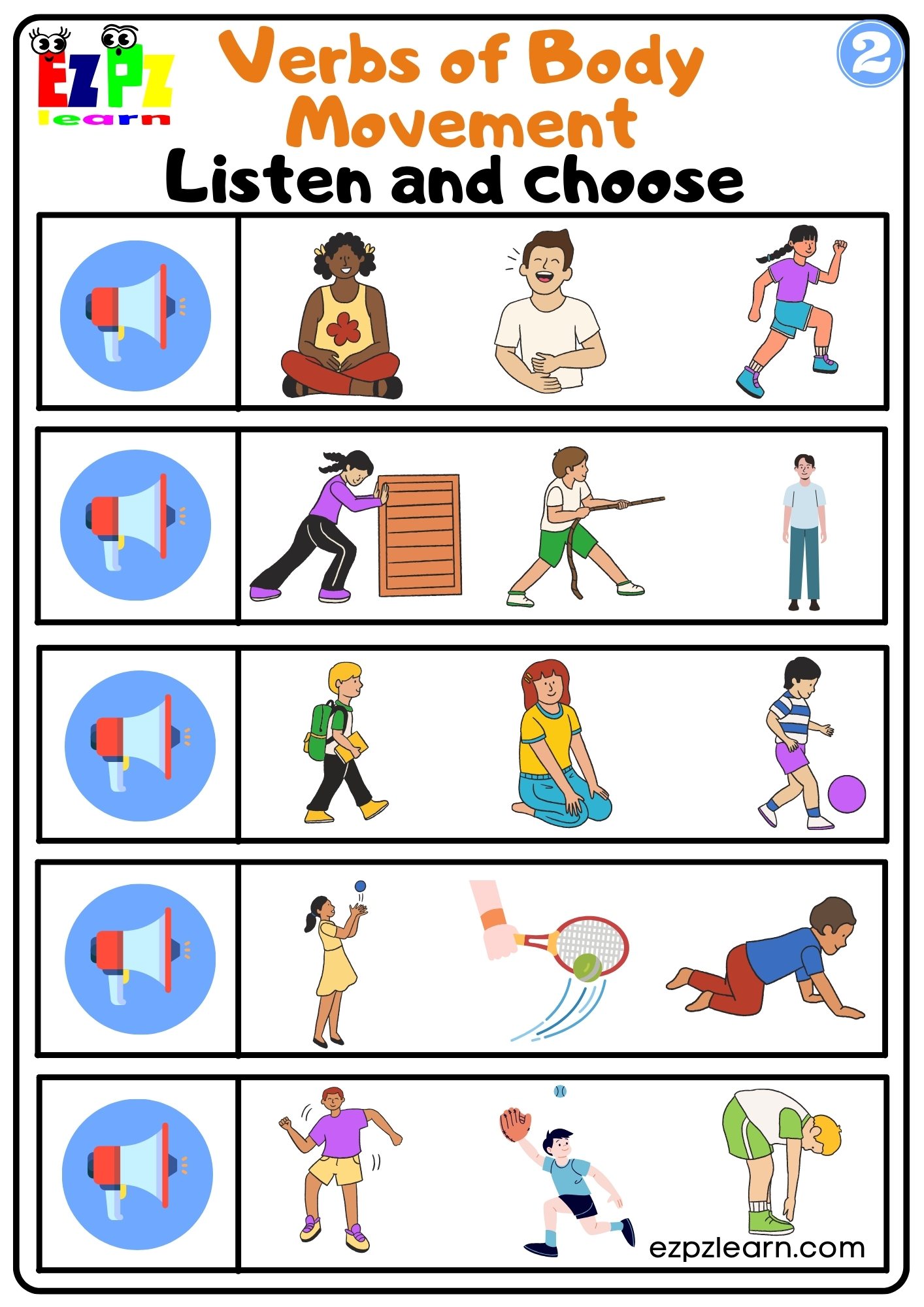 Verbs of Body Movement Interactive Vocabulary Worksheet Listen and ... Verbs of Body Movement Interactive Vocabulary Worksheet Listen and ...